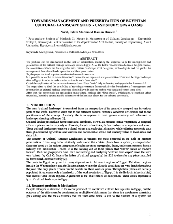(PDF) Towards Management and Preservation of Egyptian Cultural ...