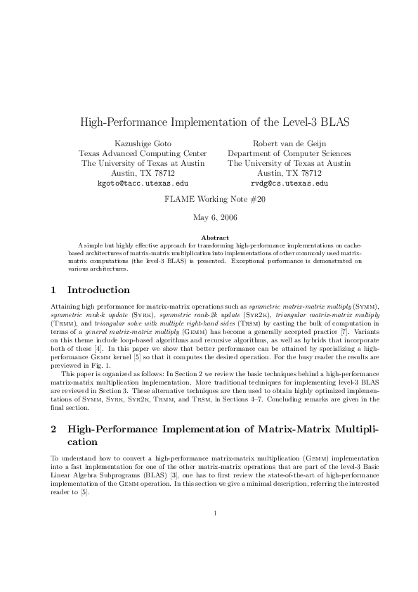 (PDF) High-performance implementation of the level-3 BLAS