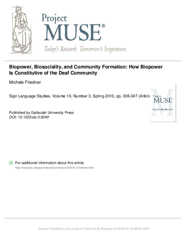 (PDF) Bio-Power, Biosociality, and Community Formation: How Bio-Power ...