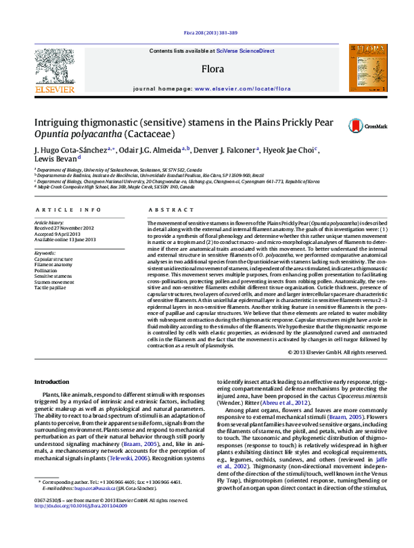 (PDF) Intriguing thigmonastic (sensitive) stamens in the Plains Prickly ...