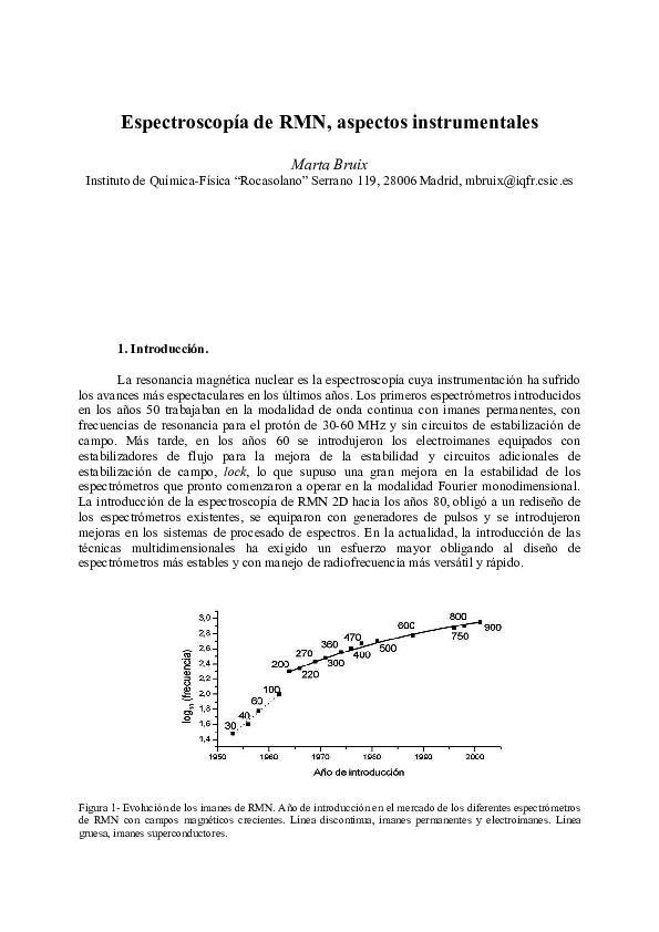(PDF) Espectroscopía de RMN, aspectos instrumentales
