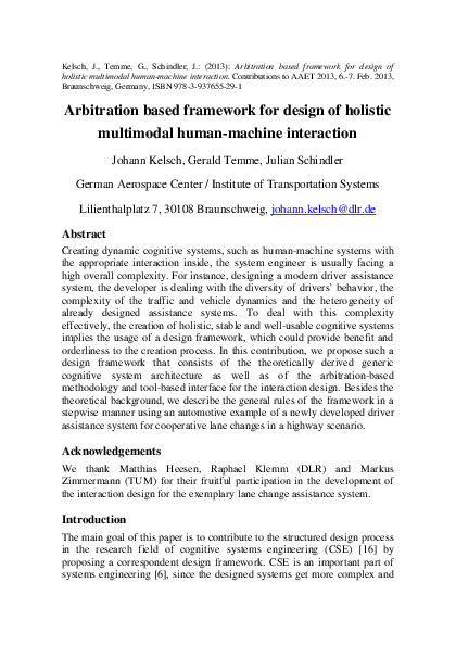 (PDF) Arbitration based framework for design of holistic multimodal ...