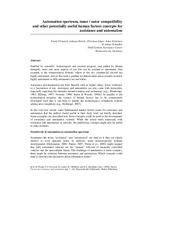 (PDF) Automation spectrum, inner / outer compatibility and other ...