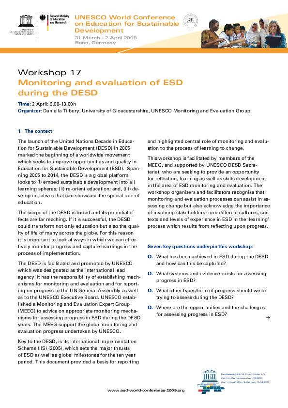 (PDF) Monitoring and evaluation of ESD during the DESD