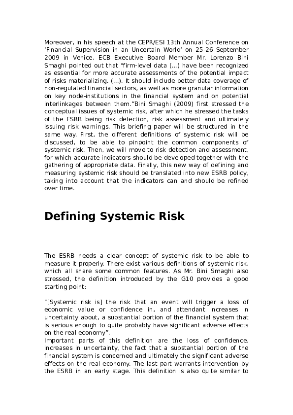 (DOC) definition of systemic risk