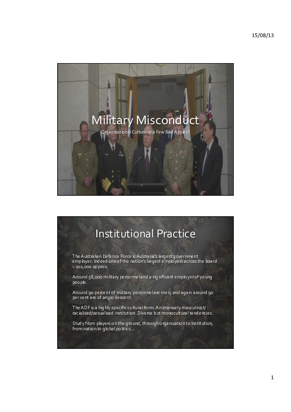 (PDF) Military Misconduct: Organisational Culture or Bad Apples - Slides