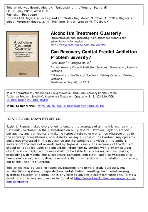 (PDF) Can Recovery Capital Predict Addiction Problem Severity?