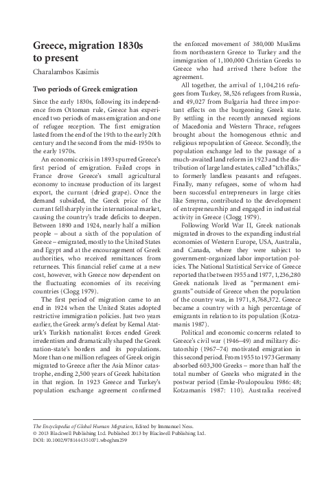 (PDF) Greece, migration 1830s to present