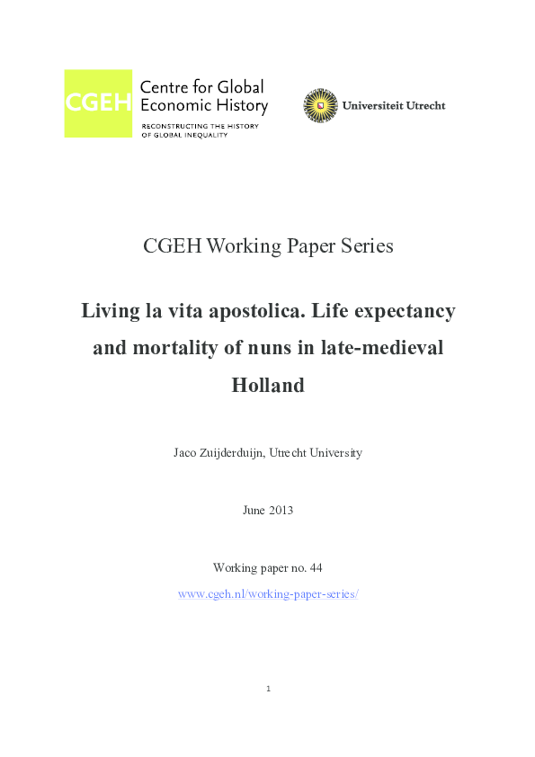 (PDF) Living la vida apostolica. Life expectancy and mortality of nuns ...