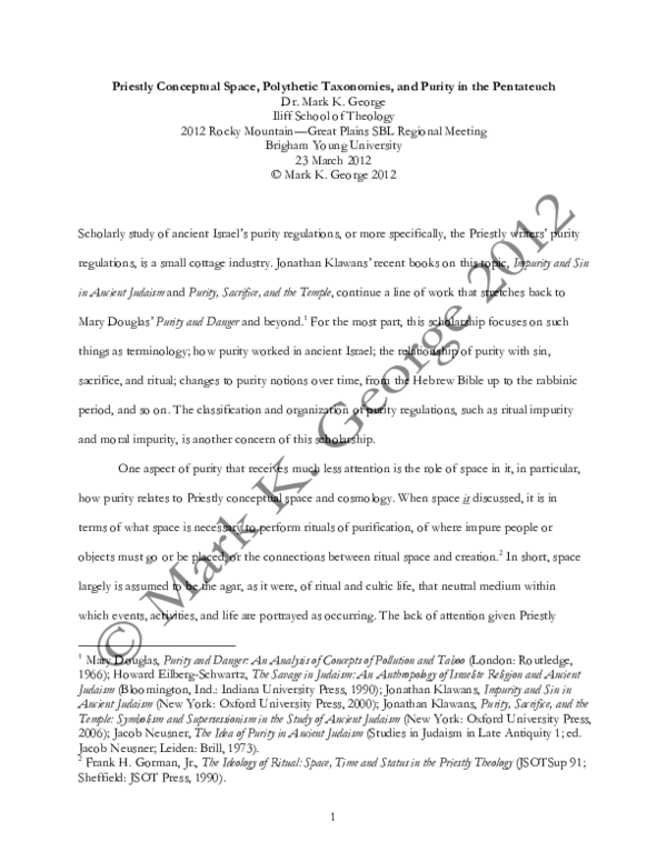 (PDF) “Priestly Conceptual Space, Polythetic Taxonomies, and Purity in ...