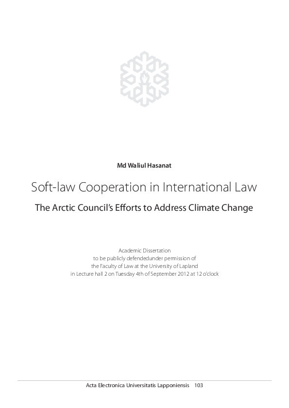 (PDF) Soft-law Cooperation in International Law: The Arctic Council’s ...