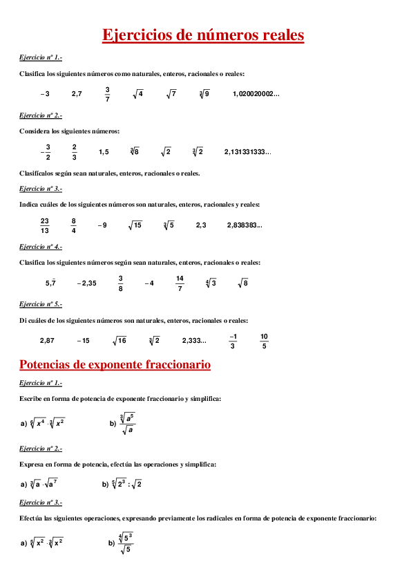 (PDF) practica de numeros reales