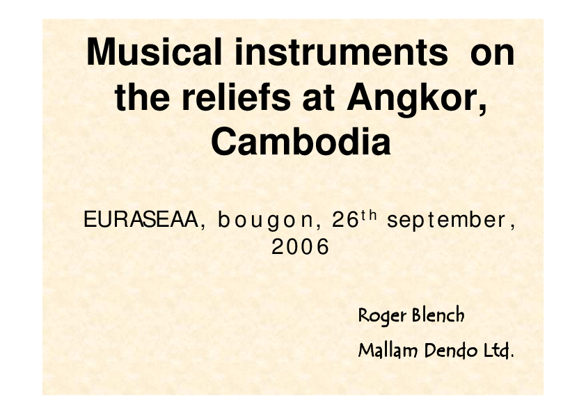 (PDF) Musical instruments on the reliefs at Angkor, Cambodia