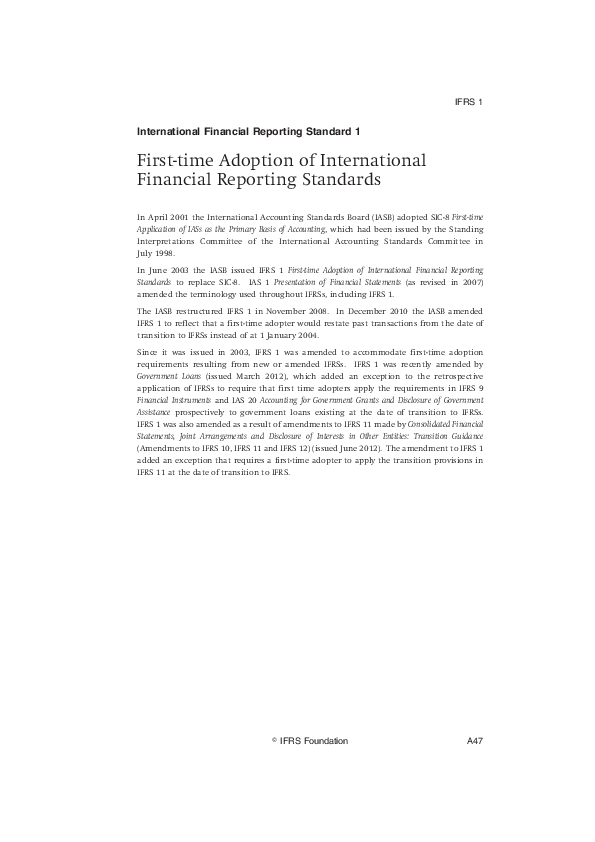 (PDF) IFRS 1: First-time Adoption of International Financial Reporting Standards
