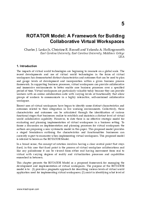 (PDF) ROTATOR Model: A Framework for Building Collaborative Virtual Workspaces