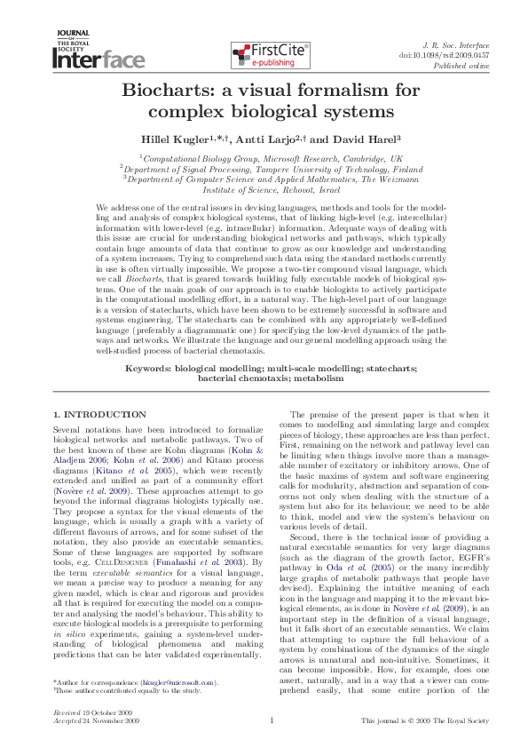 (PDF) Biocharts: a visual formalism for complex biological systems