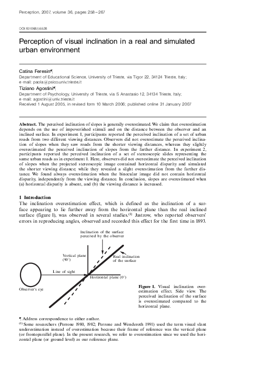(PDF) Perception of visual inclination in a real and simulated urban ...