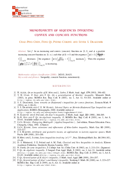 Pdf Monotonicity Of Sequences Involving Convex And Concave Functions