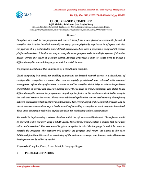 (PDF) CLOUD BASED COMPILER