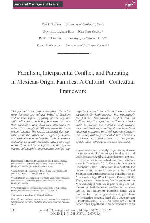 (PDF) Familism, Interparental Conflict, and Parenting in Mexican-Origin ...