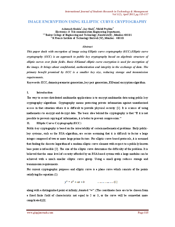 Pdf Image Encryption Using Elliptic Curve Cryptography