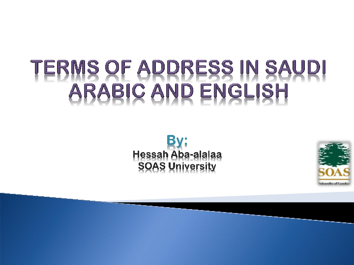 (PDF) Address terms in Saudi Arabic and English