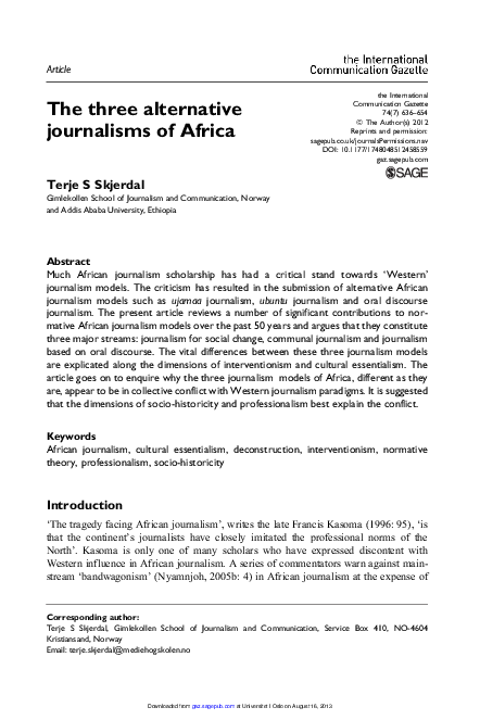 (PDF) The three alternative journalisms of Africa
