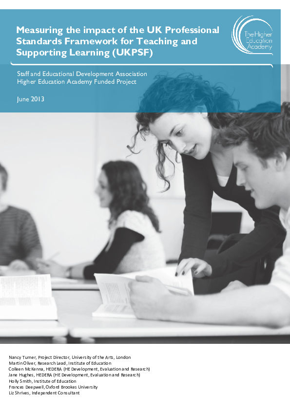 (PDF) Measuring the impact of the UK Professional Standards Framework for Teaching and ...