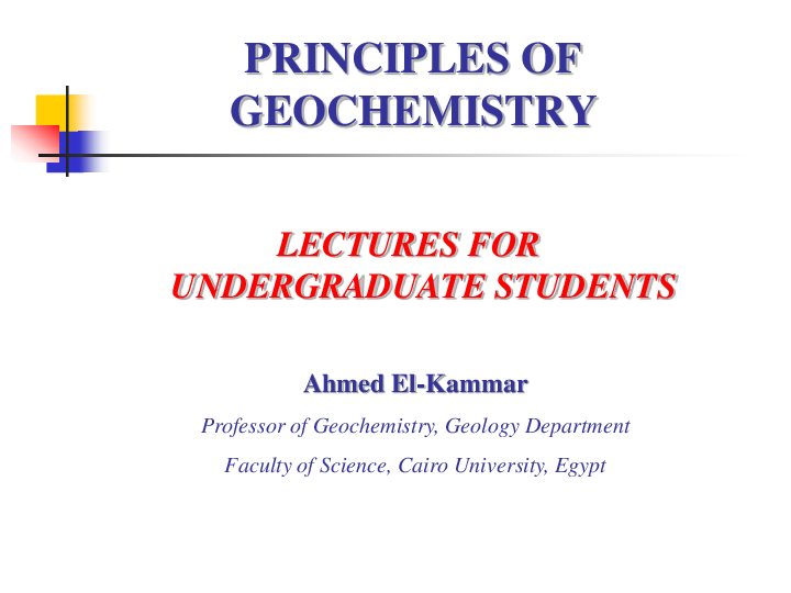 (PPT) PRINCIPLES OF GEOCHEMISTRY