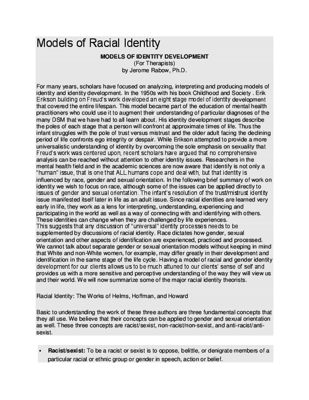 (DOC) Models of Racial Identity