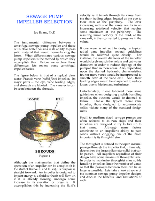 (PDF) IMPELLERS FOR SEWAGE PUMPS