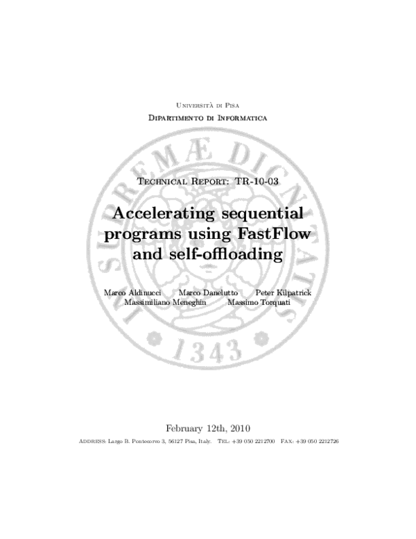 (PDF) Accelerating sequential programs using FastFlow and self-offloading