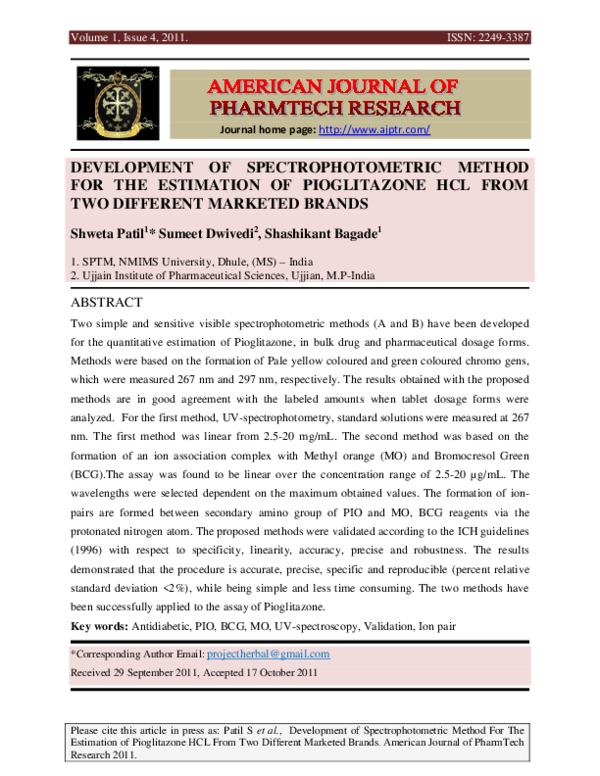 (PDF) Development and Validation of UV Spectroscopic Method for Estimation of Fosfomycin In ...