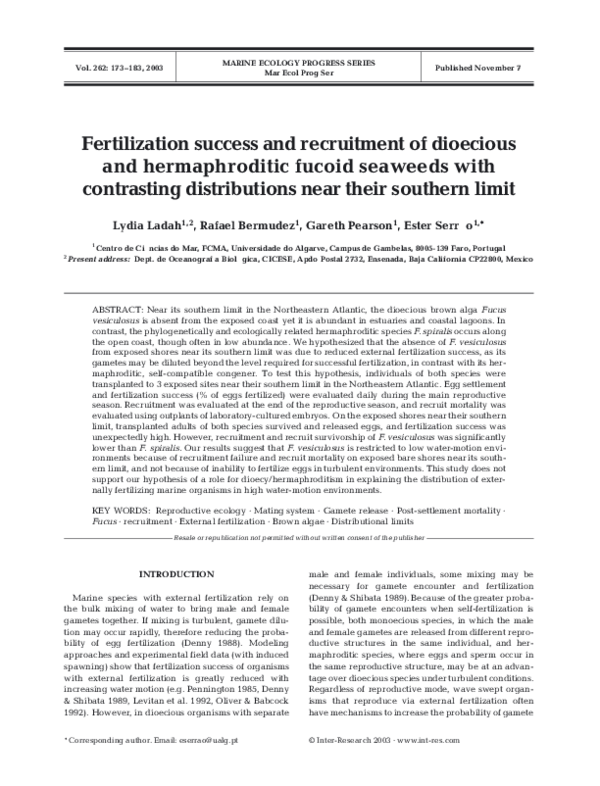 (PDF) Fertilization success and recruitment of dioecious and ...