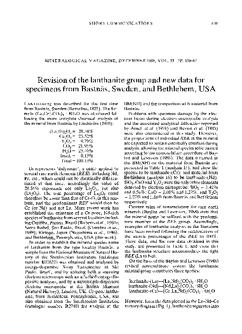 (PDF) Revision of the Lanthanite Group and New Data for Specimens from ...
