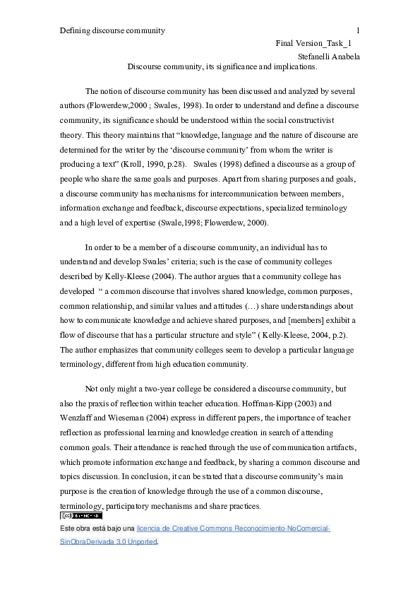 (DOC) Discourse Community