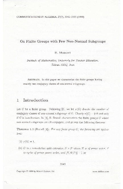 (PDF) On finite groups with few non-normal subgroups