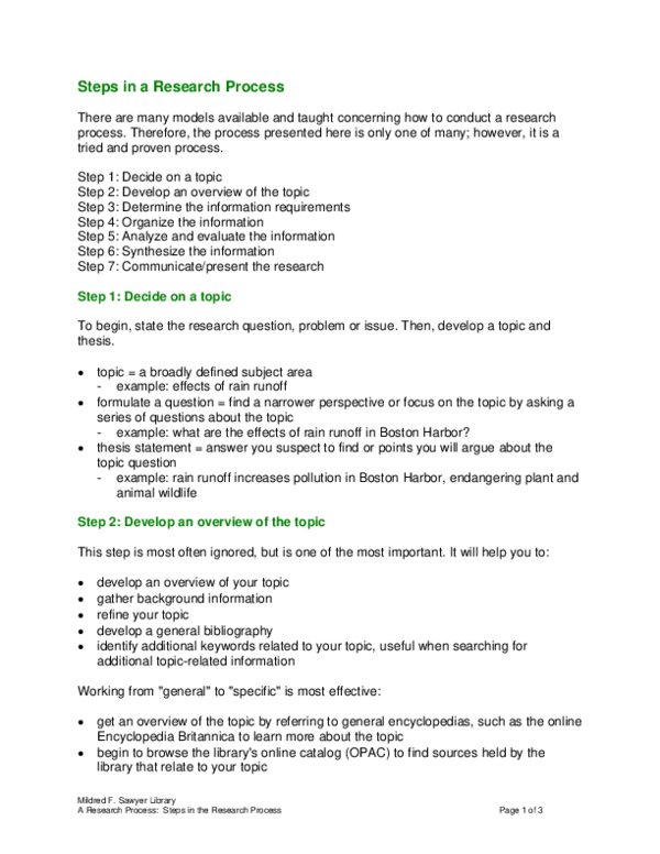 (PDF) steps in a research process