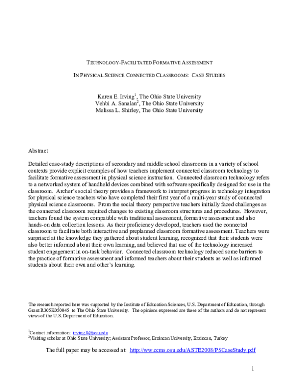 (PDF) Physical Science Connected Classrooms: Case Studies