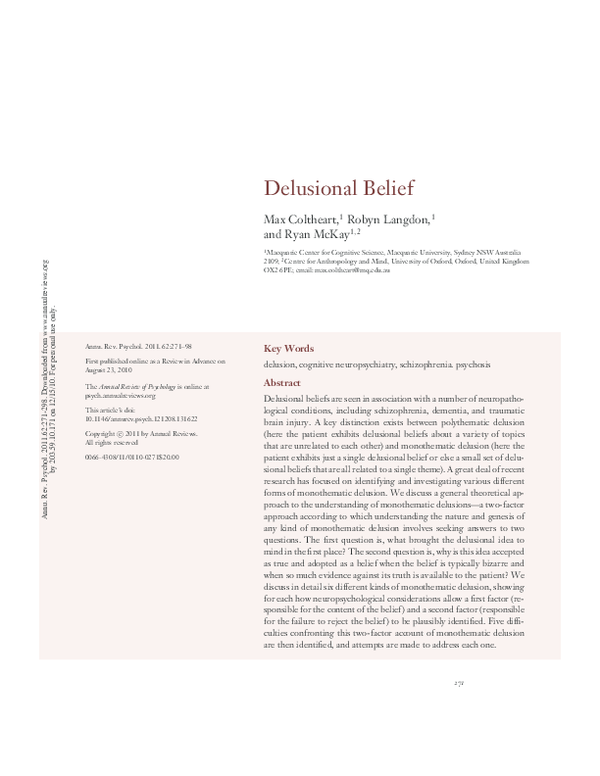 (PDF) Delusional belief