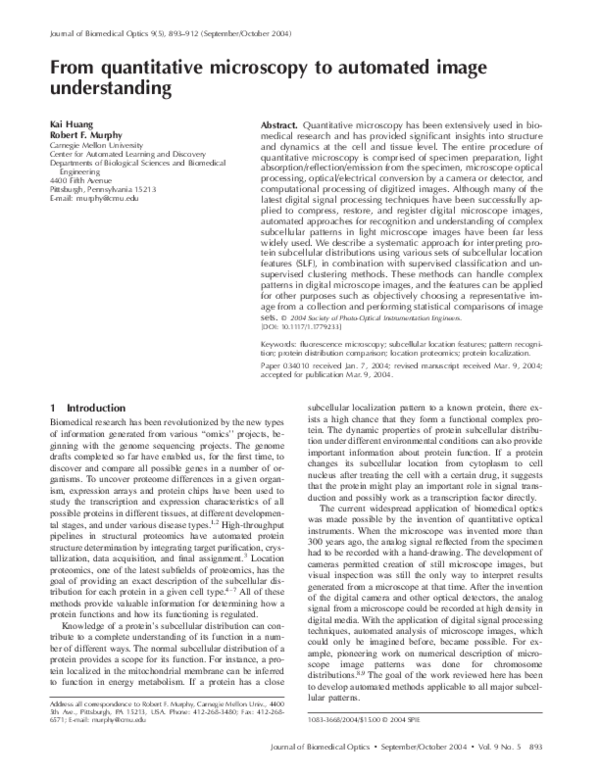 (PDF) From quantitative microscopy to automated image understanding