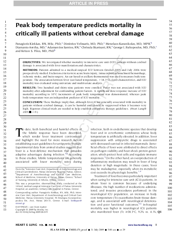 (PDF) Peak body temperature predicts mortality in critically ill ...