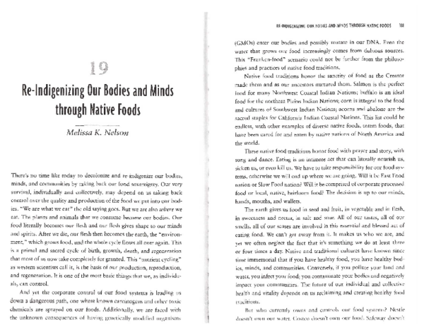 (PDF) Re-Indigenizing our bodies and minds through native foods