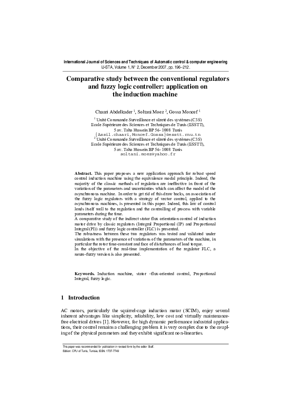 (PDF) Comparative study between the conventional regulators and fuzzy logic controller ...