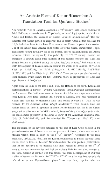 (PDF) An Archaic Form of Kanuri/Kanembu: A Translation Tool for Qur ...