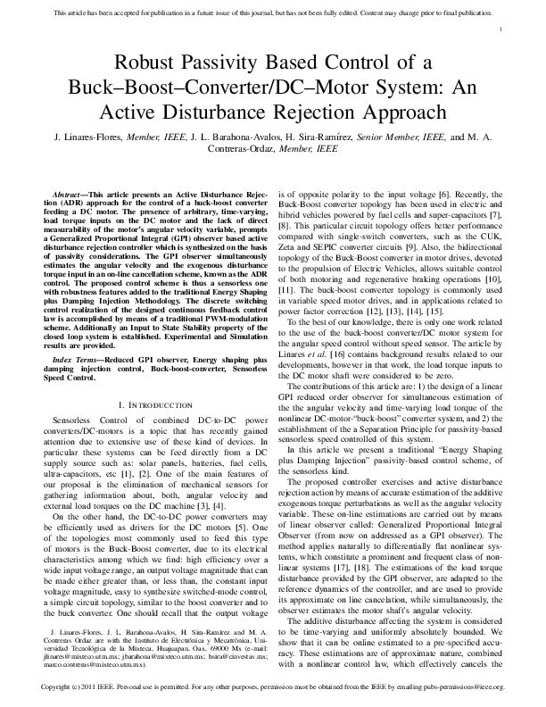 (PDF) Robust Passivity Based Control of a Buck–Boost–Converter/DC–Motor System: An Active ...