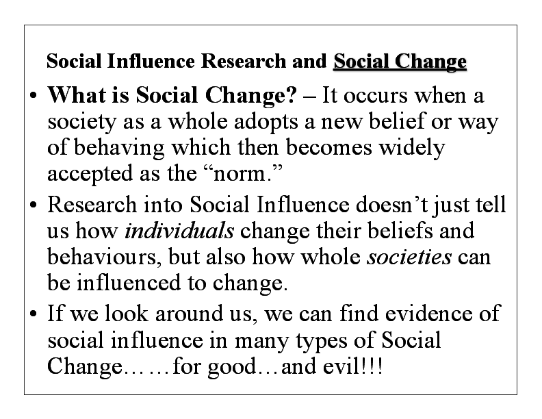 (PDF) Social Influence Research and Social Changeforce for positive ...