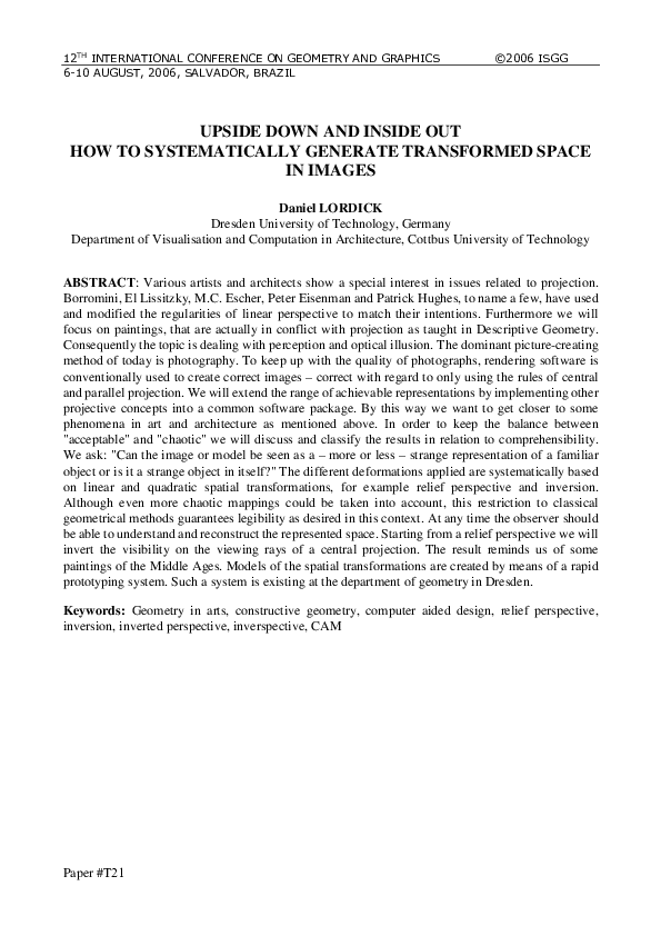 (PDF) UPSIDE DOWN AND INSIDE OUT HOW TO SYSTEMATICALLY GENERATE TRANSFORMED SPACE IN IMAGES