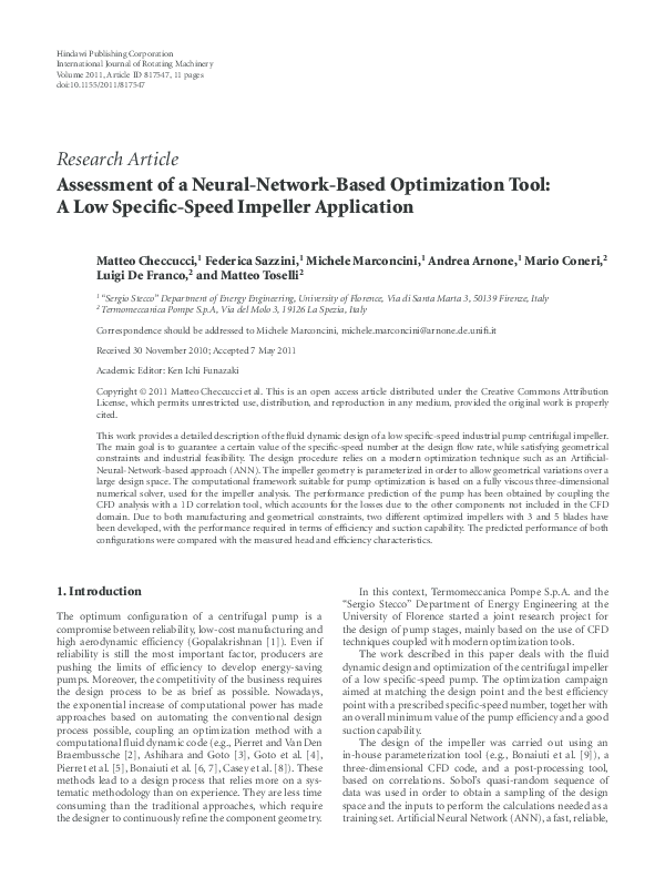 Pdf Assessment Of A Neural Network Based Optimization Tool A Low Specific Speed Impeller