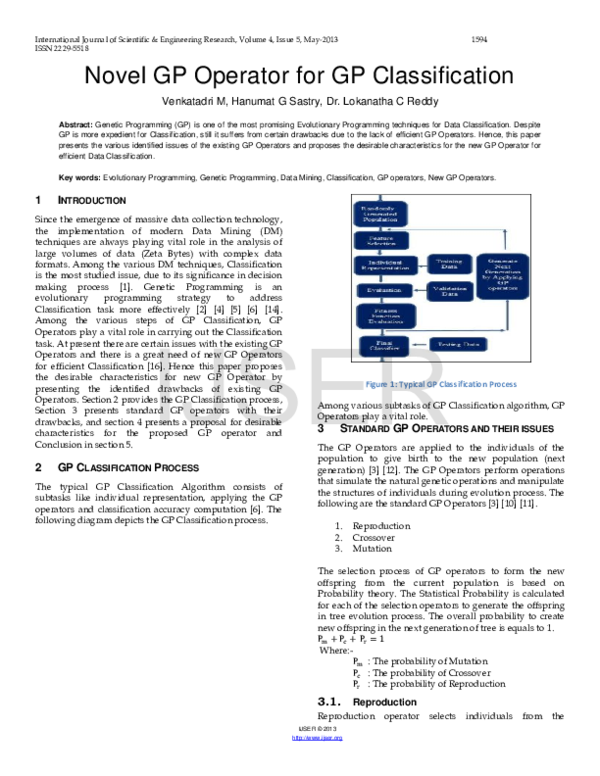 (PDF) Novel GP Operator for GP Classification